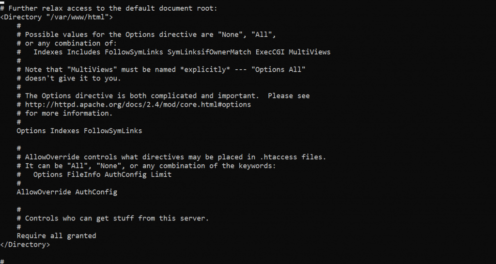 htaccess file configuration on apache