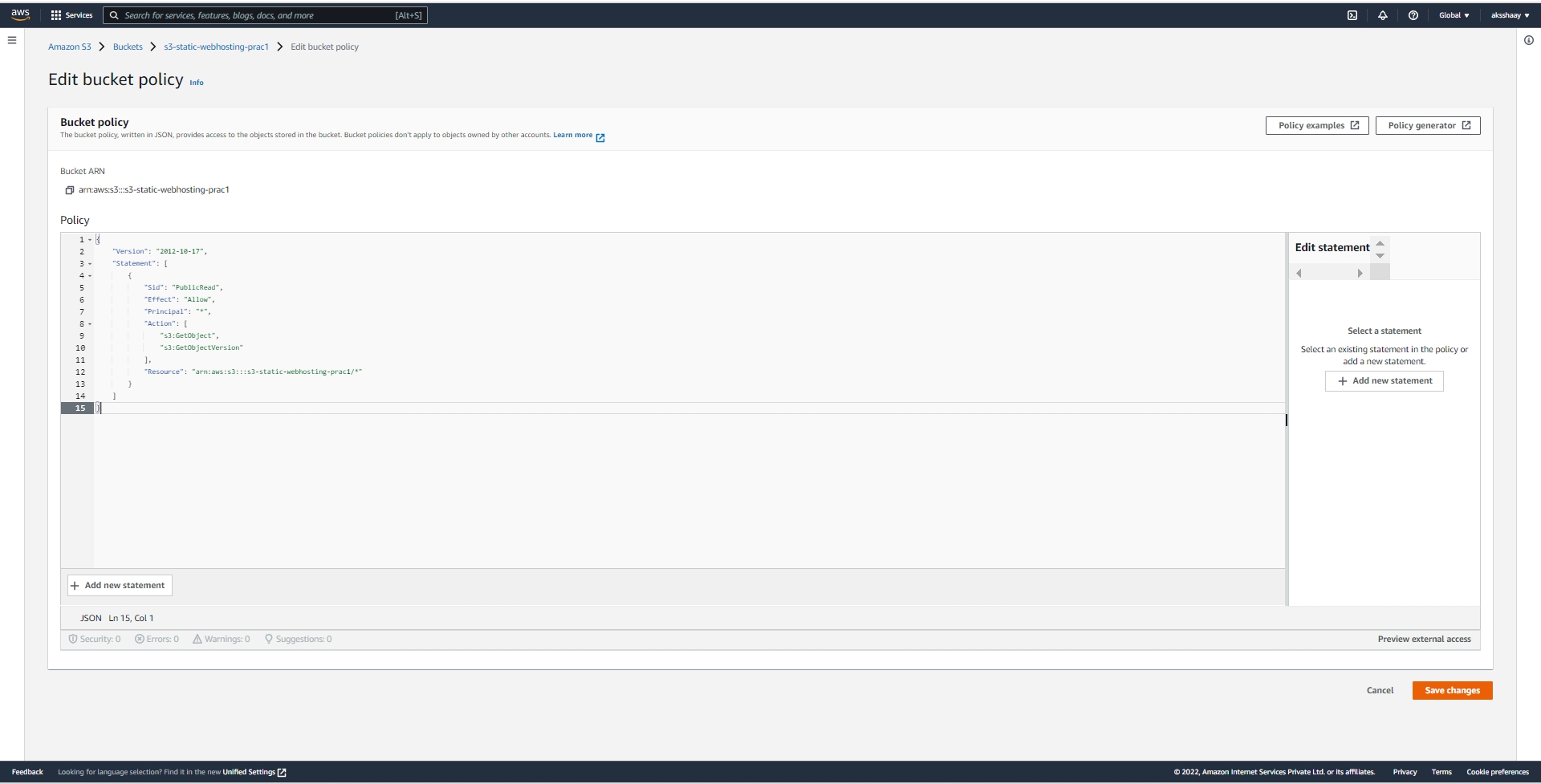 Hosting static website using S3 bucket and Route53