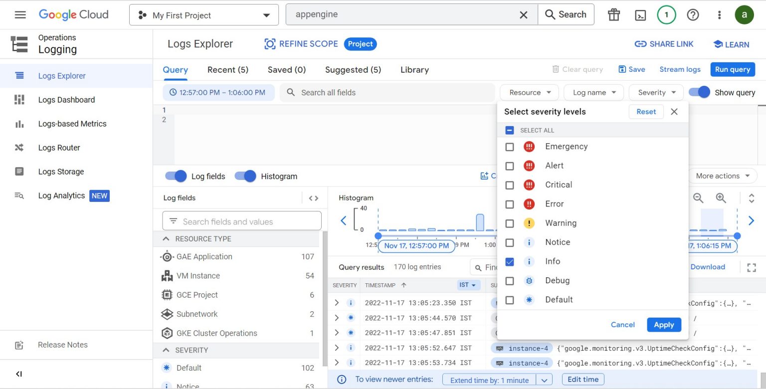 How to Setup Logging in Google Cloud Platform?