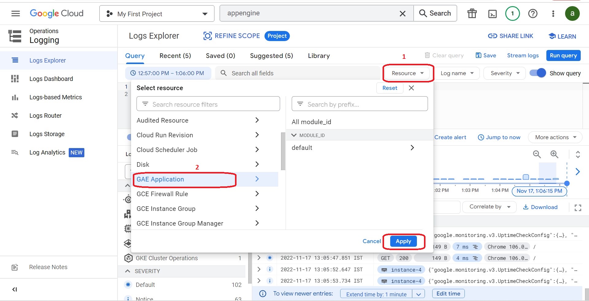 How to Setup Logging in Google Cloud Platform?