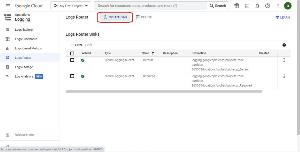 How to Export logs to Big Query (GCP)