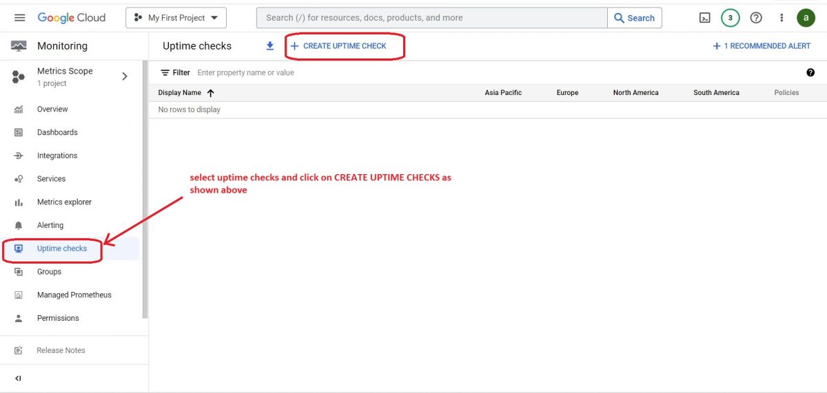 Configure Uptime Checks in Google Cloud Monitoring