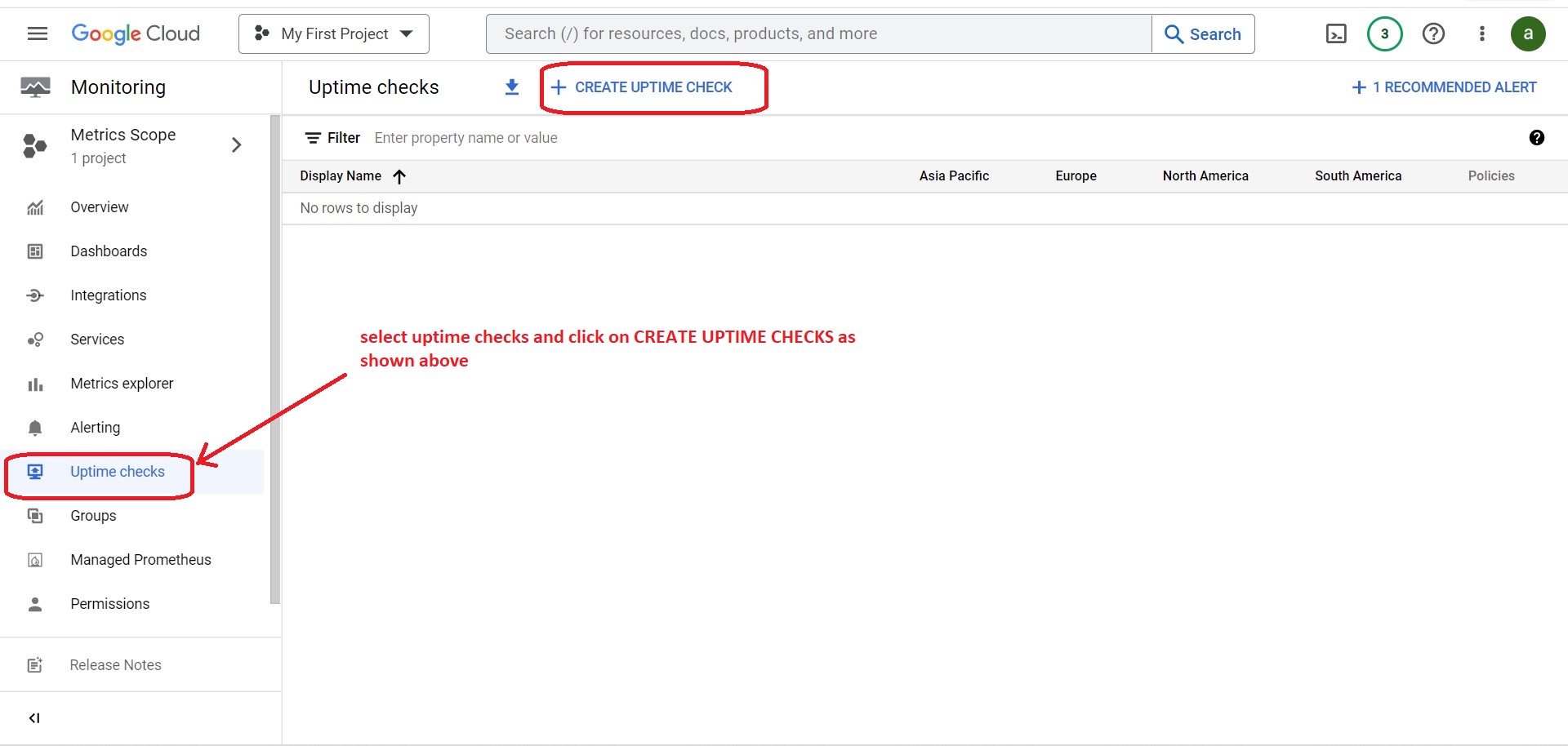 Configure Uptime Checks in Google Cloud Monitoring