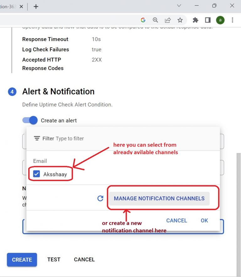 Configure Uptime Checks in Google Cloud Monitoring