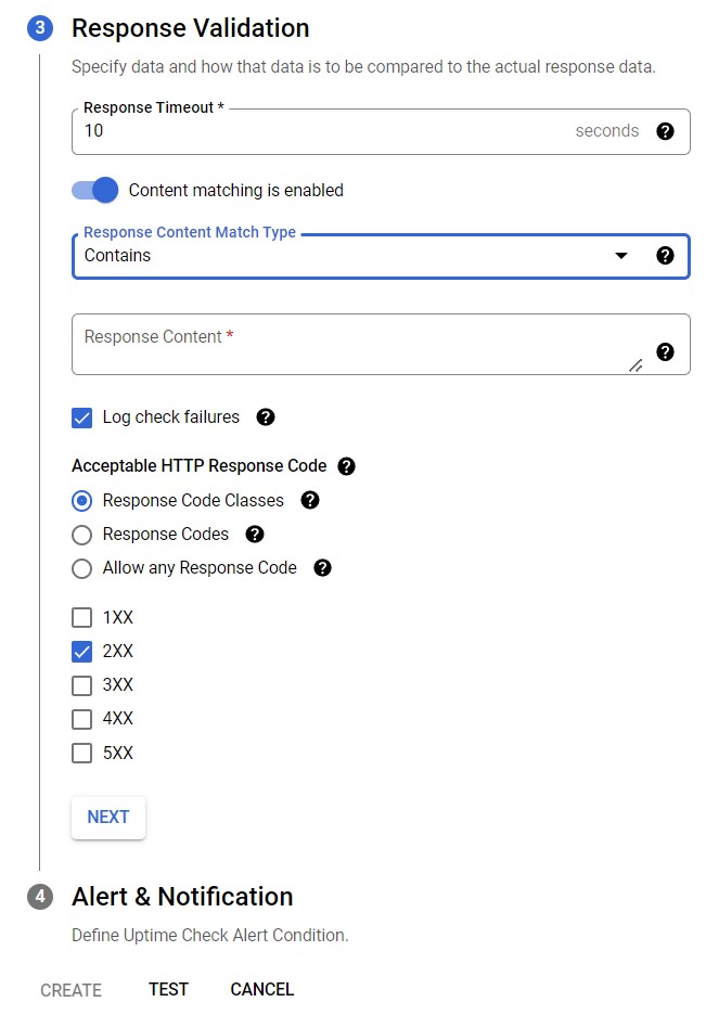 Configure Uptime Checks in Google Cloud Monitoring